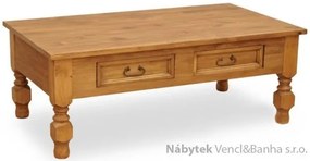 dřevěný rustikální stylový konferenční stolek z masivního dřeva borovice Mexicana CEN06 euromeb