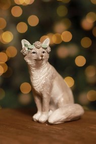 Ledově šedá vánoční figurka liška 9cm