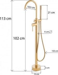 Erga Monte, volně stojící vanová baterie h-1130, zlatá lesklá, ERG-YKA-BP.MONTE-GLD