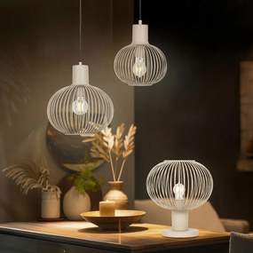 Moderní drátové závěsné svítidlo černé s béžovou 23cm - Gila