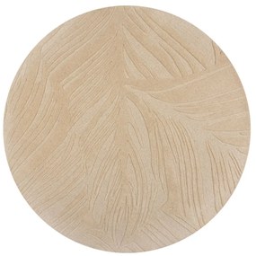Béžový vlněný kulatý koberec ø 160 cm Leaf - Flair Rugs