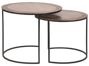 Kovové kulaté konferenční stolky v bronzové barvě v sadě 2 ks ø 55 cm Circle – LABEL51