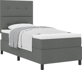 Postel s boxspringem s čelo Tmavě šedá 100 x 200 cm textil 3339365