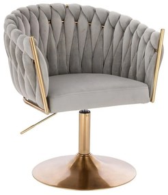 LuxuryForm DESIGN Otočná židle NORDEN VELUR na zlatém talíři - světle šedá