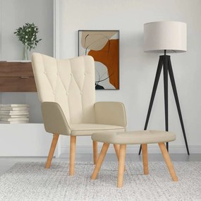 Relaxační křeslo se stoličkou krémové textil 327536