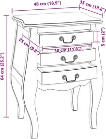 vidaXL Marketos Noční stolek masivní mahagonové dřevo 48 x 35 x 64 cm