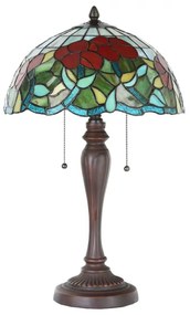 Stolní lampa Tiffany s červenými květy Tess – 35x58 cm