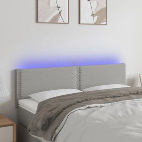 Čelo postele s LED světle šedé 144 x 5 x 78/88 cm textil 3121470