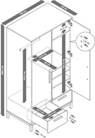 Tchibo - Šatní skříň »Eklund« se zásuvkami - barva: bílá