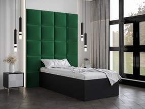 Jednolůžková postel s čalouněným čelem 90 cm Brittany 3 (černá matná + zelená) (s roštem). 1045973