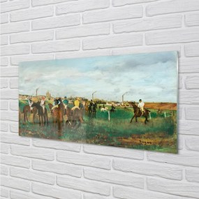 akrylový obraz Koně závod hon 125x50 cm