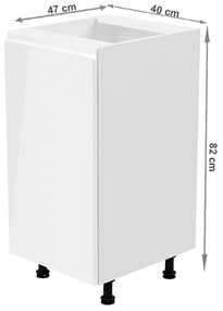 Dolní kuchyňská skříňka D40 Aurellia (bílá + lesk bílý) (L). 1015748