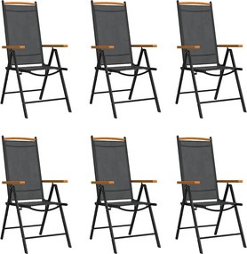 7dílný zahradní jídelní set černý hliník 3200601