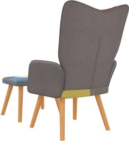 Relaxační křeslo se stoličkou patchwork textil 328184