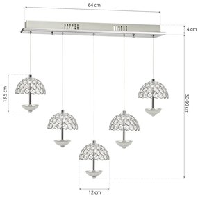 Závěsné svítidlo Venus, 5x chromové křišťálové stínítko, ch