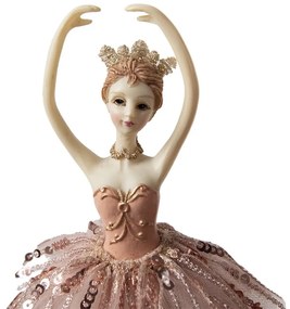 Růžová dekorativní hrací skříňka Ballerina - Ø 11*29 cm