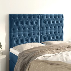 Čelo postele tmavě modré 160x7x118/128 cm sametové 3116726