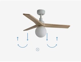 FARO 34281-11L - Stropní ventilátor KLIM S 1xE27/15W/230V borovice/bílá + DO