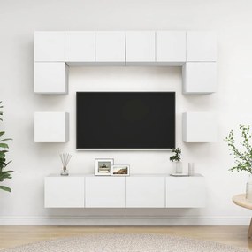 8dílný set TV skříněk bílý kompozitní dřevo 3078691