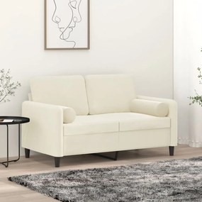 2místná pohovka s polštáři krémová 120 cm samet 3200879