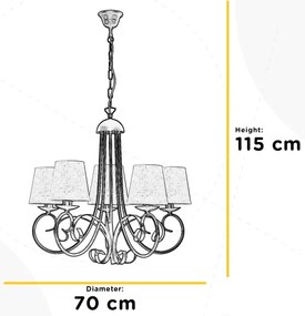 ONLI - Lustr na řetězu POMPEI 5xE14/6W/230V bronzová