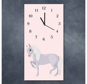 Nástěnné hodiny obrazové na skle dětské - Kůň
