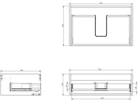 Mexen Orio, koupelnová skříňka 70 cm s umyvadlem Vela, 1 zásuvka, grafitová matná/bílá matná, 91A10-07023-1-BF66-W23M01