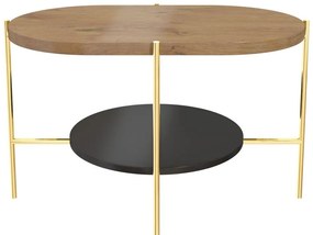 Dancan Konferenční stolek oválný GLADYS, dub / zlatý