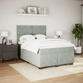 Box spring postel s matrací světle šedá 140x200 cm samet 3293224