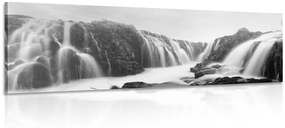 Obraz vznešené vodopády v černobílém provedení - 150x50 cm