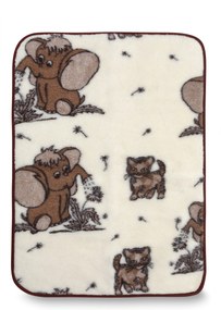 Wooline Dětská deka zimní 100% ovčí vlna se slonem, 135 x 100cm