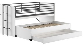 Bílá patrová dětská postel s výsuvným lůžkem s roštem 90x200 cm Sam – Vipack