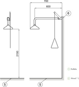 VMBal Tělní bezpečnostní sprcha - nástěnná nerezová