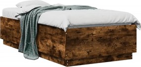 Rám postele s LED osvětlením kouřový dub 75 x 190 cm kompozit 3209671