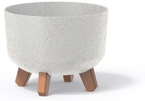 Květináč s nožkami ECO WOOD, 23,5 cm, bílá