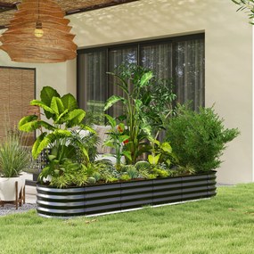 Modulární vyvýšený záhon z oceli Outsunny pro zeleninu, rostliny a květiny - 240 x 62 x 30 cm, černý