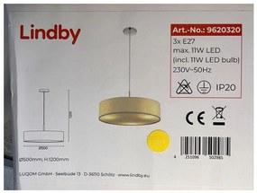 Lindby | Lindby - Lustr na lanku SEBATIN 3xE27/11W/230V | LW1249