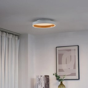 Designové stropní svítidlo bílé s dřevem 40 cm vč. LED 3-stupňový spínač - Ingo