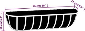 vidaXL Nástěnné žlaby 2 ks s kokosovou vložkou černé 76x21x16 cm ocel [319355]