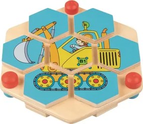 GOKI Puzzle hexagon Stavební stroje / od 12 měsíců