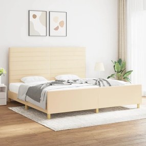 Rám postele bez matrace krémový 200 x 200 cm textil 3125167