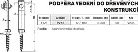Podpěra vedení do dřevěných konstrukcí PV 18 TREMIS V235