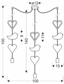 Dětský lustr na lanku TRIO 3xE27/20W/230V růžová/bílá