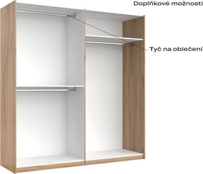 Skříň s posuvnými dveřmi 2,0x2,1 m (Dveře Lesklá Bílá) série N Asti