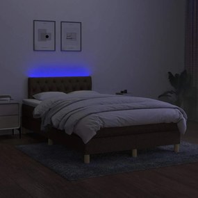 Box spring postel s matrací a LED tmavě hnědá 120x200 cm textil 3133944