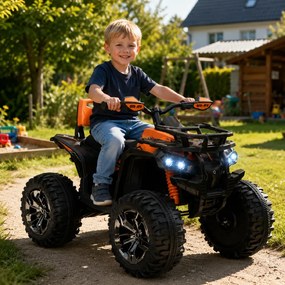 dětské vozidlo 12V s funkcí jízdy vpřed a vzad, hudební přehrávač MP3, světlomety, 3-8 km/h, 3-5 let, oranžová barva