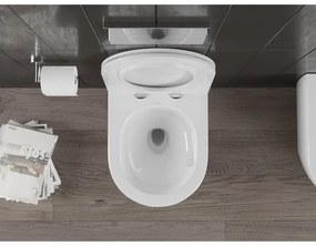 Mexen Carmen, závěsná WC mísa 490x365x340 mm, Rimless Tornádo + WC sedátko z duroplastu, bílá lesklá, 30880500T