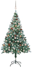 Námrazou pokrytý vánoční stromek LED sada koulí a šišky 150 cm,  3077613 HangarStore.cz