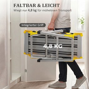 HOMCOM skládací pracovní stůl — hliníková svěrací lavice, robustní pracovní stůl s rukojetí, protiskluzový povrch, reflexní pruhy, nosnost 150 kg, 11…