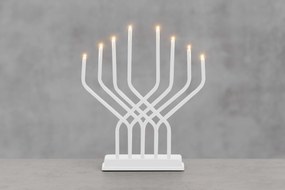 Adventní LED svícen, 8 světel, 32 × 27 cm, bílá